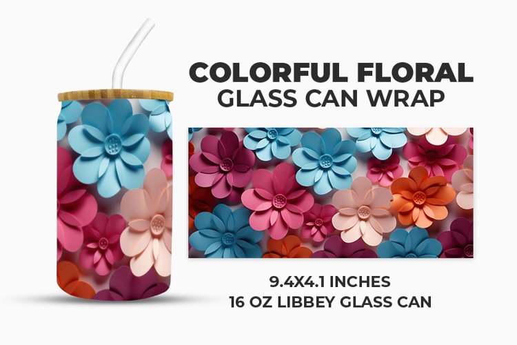 Colorful Floral Glass Can Wrap (3445608)