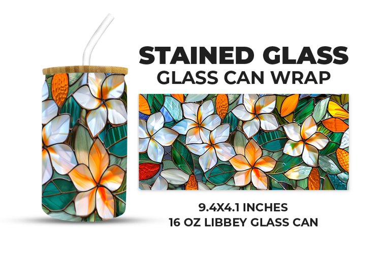 Floral Stained Glass Glass Can Wrap (3825901)