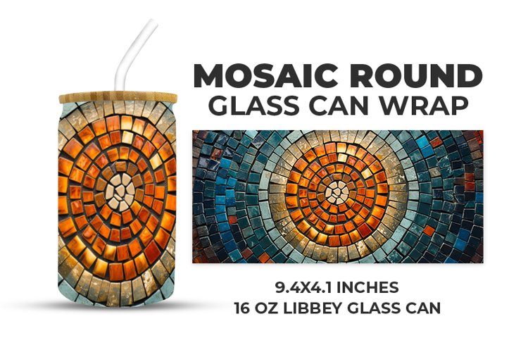 Mosaic Round Glass Can Wrap