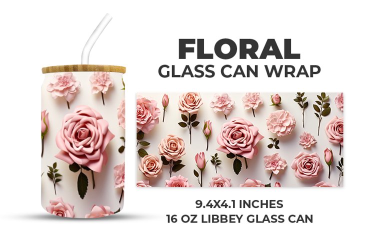 Floral Glass Can Wrap (3508192)