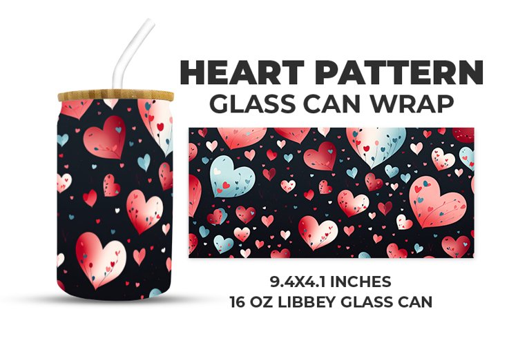 Heart Pattern Glass Can Wrap (3757397)