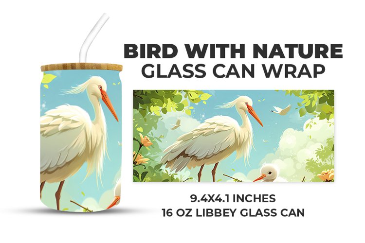 Bird With Nature Glass Can Wrap
