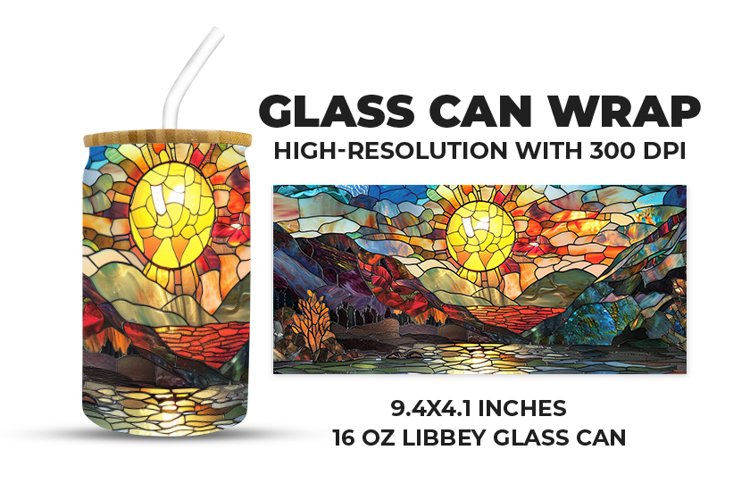 Nature Stained Glass Glass Can Wrap (3846093)