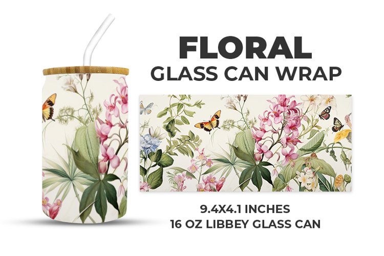 Floral Glass Can Wrap (3648142)