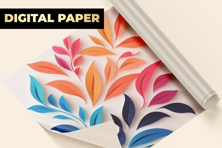 Colorfull Leaves pattern Digital Paper