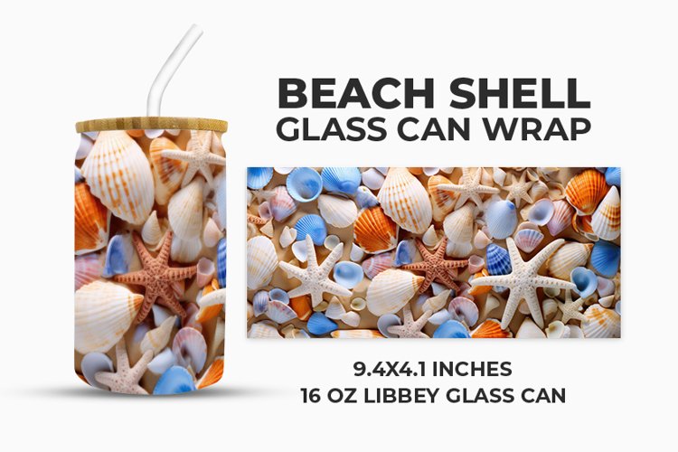 Beach Shell Glass Can Wrap (3392374)