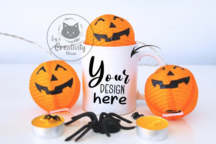 Halloween Coffee Mug Mockup | Pumpkin Mock-Up Styled Photo