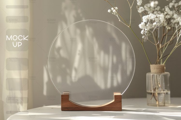 Round Acrylic Table Sign Mockup, Acrylic Table (4205180)