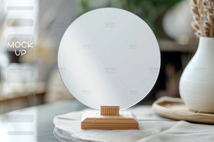 Round Acrylic Table Sign Mockup, Acrylic Table (4205190)