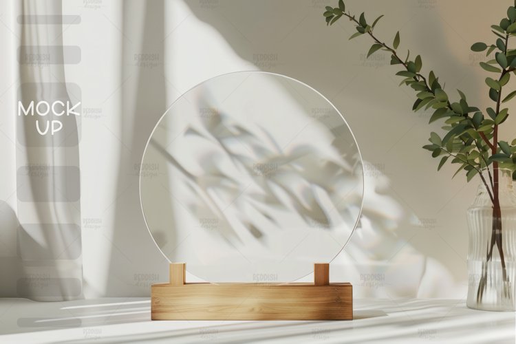 Round Acrylic Table Sign Mockup, Acrylic Table (4205200)