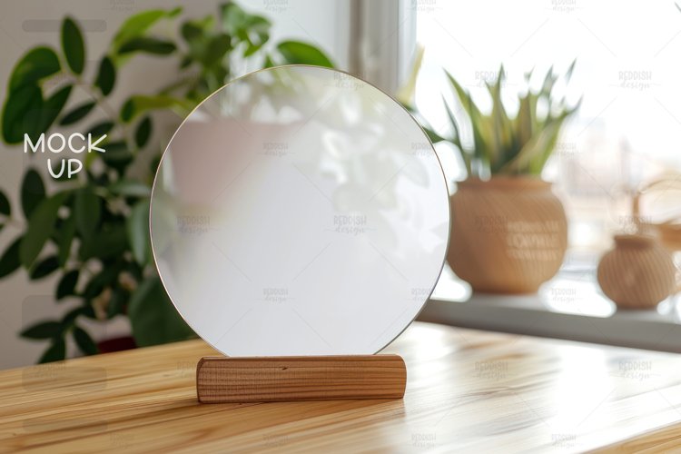 Round Acrylic Table Sign Mockup, Acrylic Table (4205207)