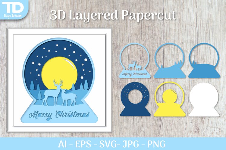 3d Shadow Christmas Snow Globe Layered Papercut (2354473)