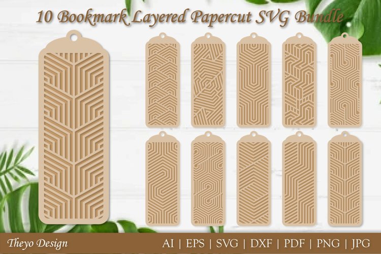 10 Bookmark laser file, Bookmark Layered Papercut (3536431)