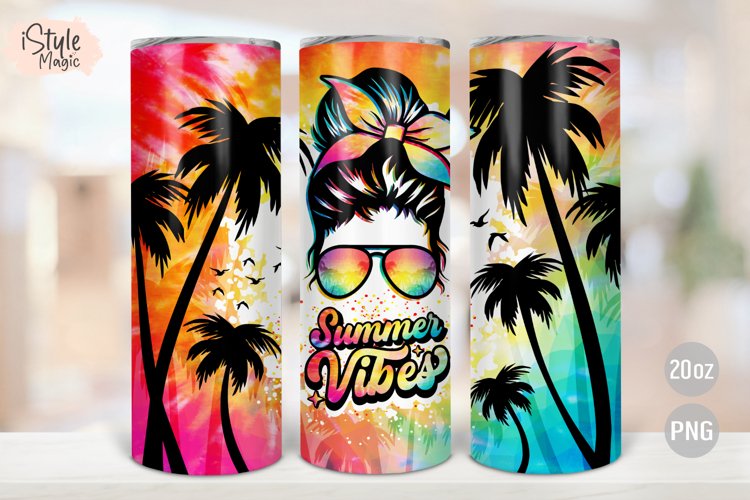 Summer Vibes Tumbler Wrap Sublimation Design PNG