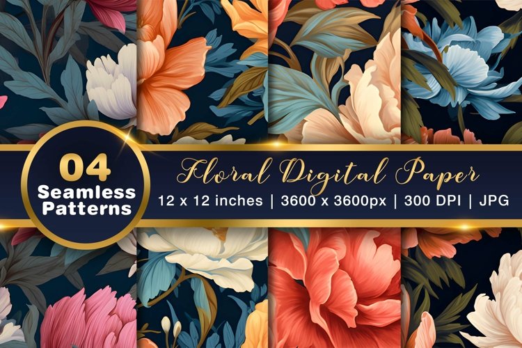 Peony Seamless Digital Paper, floral digital paper