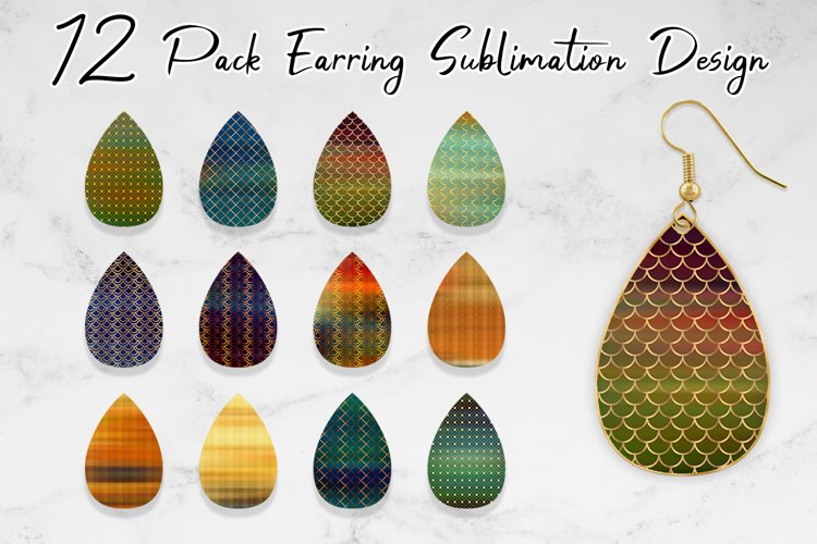 Teardrop earrings sublimation designs bundle