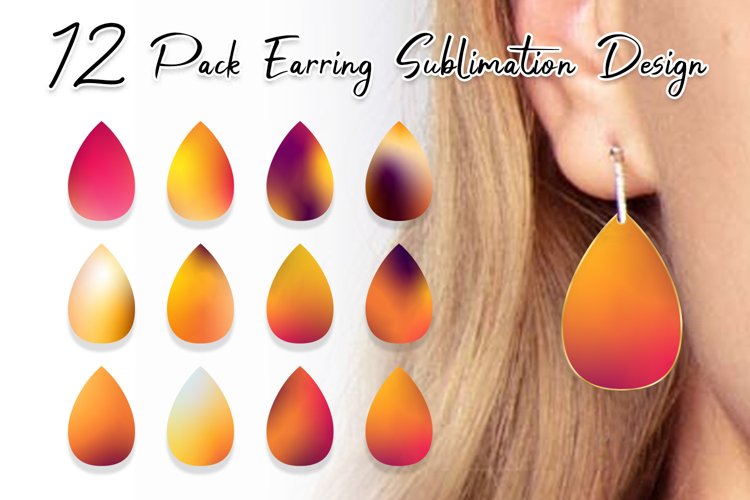 Teardrop earrings sublimation designs bundle
