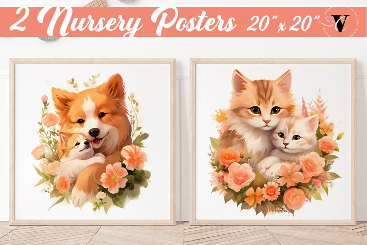 Nursery Posters | Mom and baby Animals (3012417)
