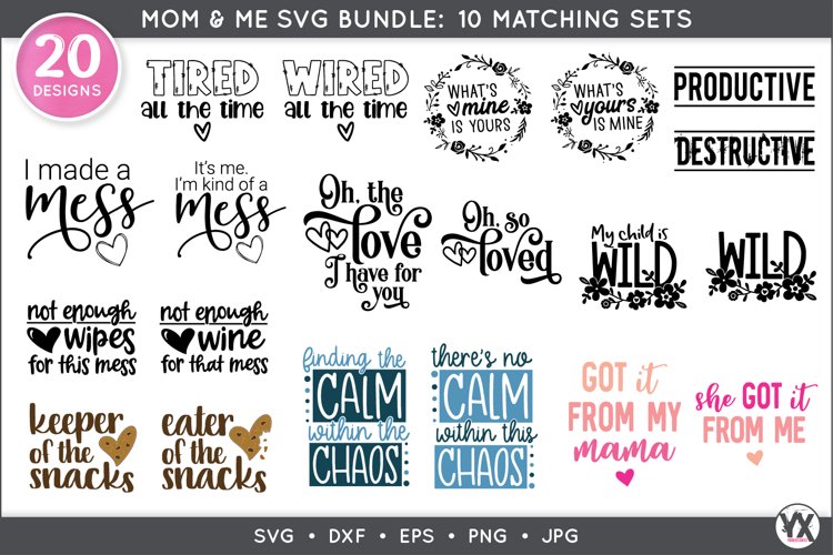 Mommy and Me SVG Bundle - 10 SVG Sets (707057) | SVGs | Design Bundles