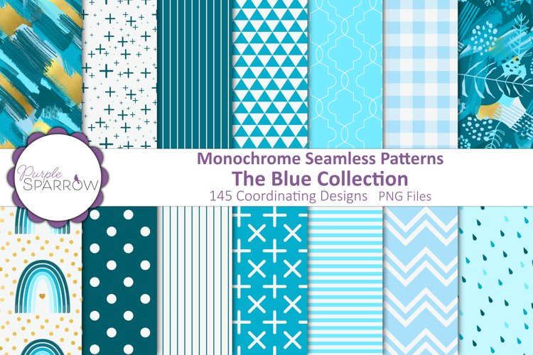 Monochrome Seamless Patterns | Blue Collection