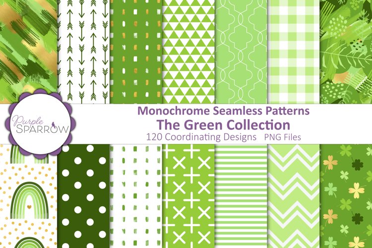 Monochrome Seamless Patterns | Green Collection