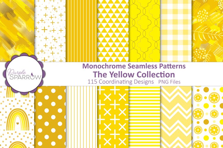 Monochrome Seamless Patterns | Yellow Collection