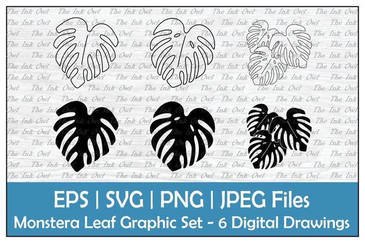 Tropical Monstera Leaf Outline & Silhouette Clipart