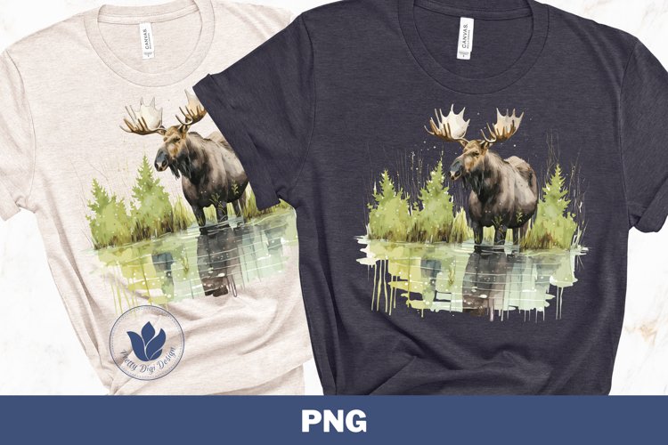 Moose Watercolor PNG Sublimation (2718443)