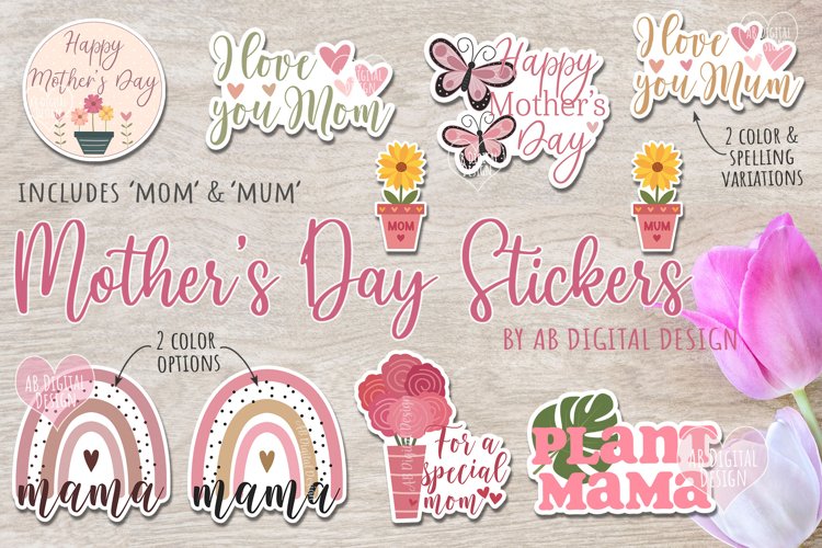 Mother's Day Stickers for Print and Cut