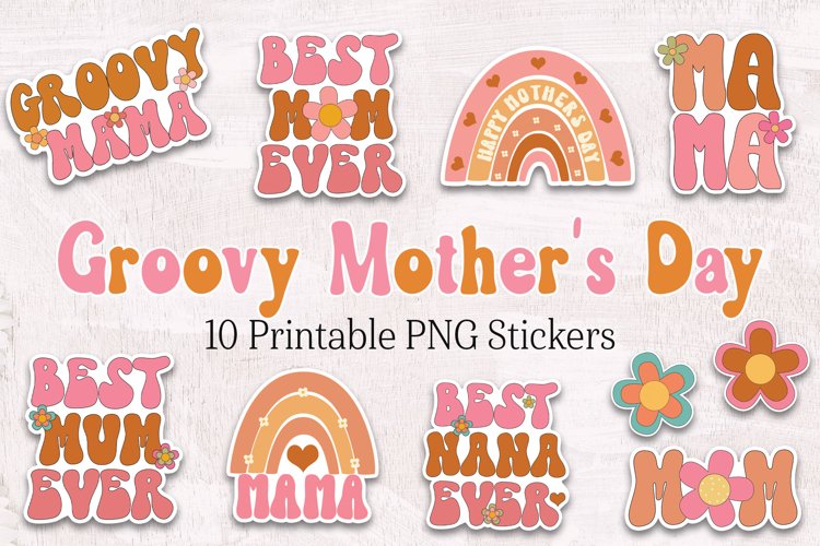 Retro Mother's Day Stickers | Printable Sticker Set