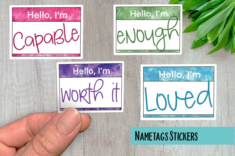 Motivational Name Tags PNG Sticker Pack