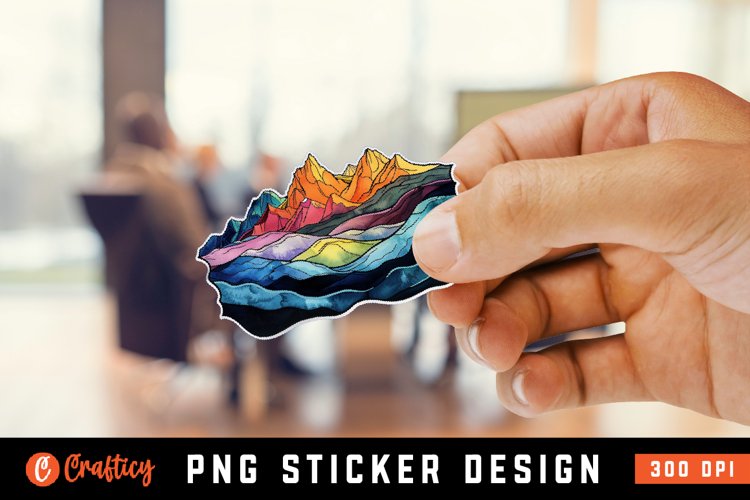 Mountain Landscape Sticker Clipart,Vibrant Sunset Sticker