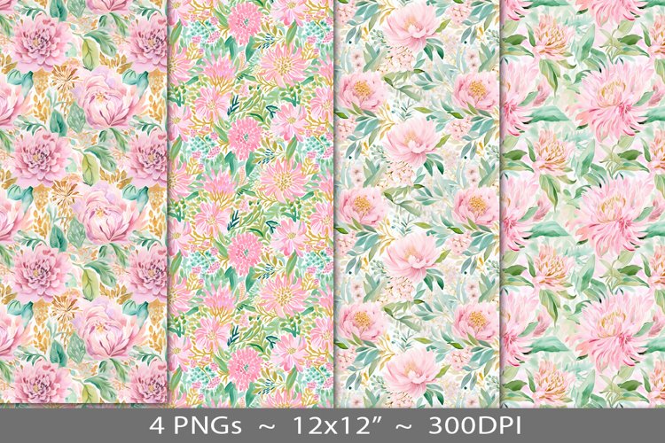 Seamless floral watercolor paper pattern (3933770)
