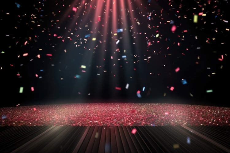 Glittering confetti and lightbeams on a stage (2530667)