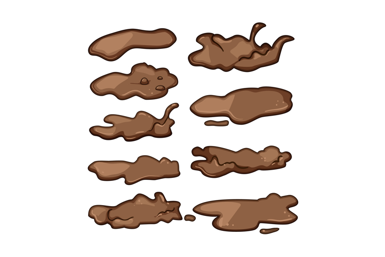 Drawing various splashing and dripping mud puddles