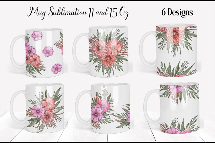 Flower Mug Sublimation | Floral Coffee Mug Wrap