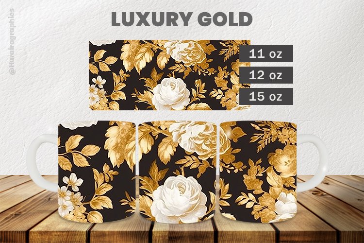 Luxury Gold Mug Wrap Sublimation |11oz, 12oz & 15oz