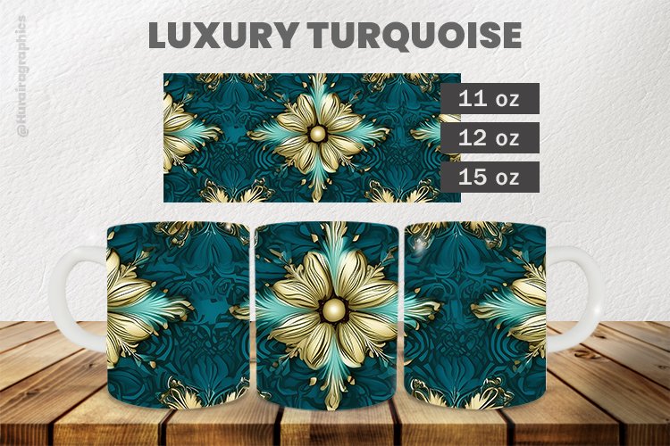Luxury Turquoise Mug Wrap Sublimation |11oz, 12oz & 15oz