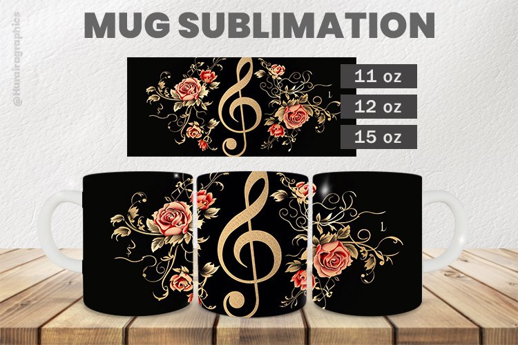 Music Note Mug Wrap Sublimation |11oz, 12oz & 15oz (4264554)