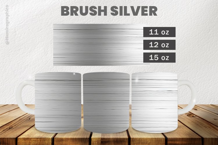Brush Silver Mug Wrap Sublimation |11oz, 12oz & 15oz