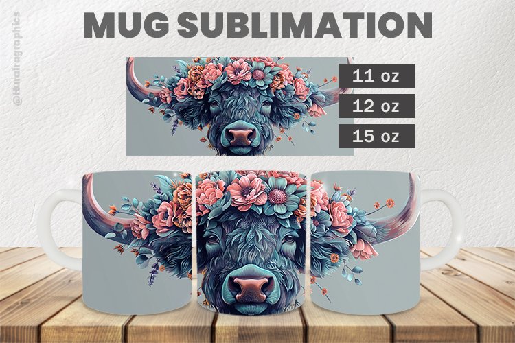 Bull Mug Wrap Sublimation |11oz, 12oz & 15oz (4257757)