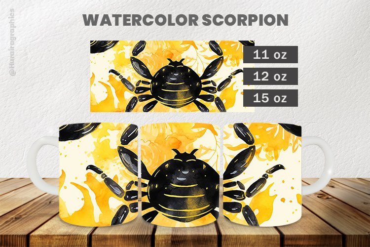 Watercolor Scorpion Mug Wrap Sublimation |11oz, 12oz & 15oz