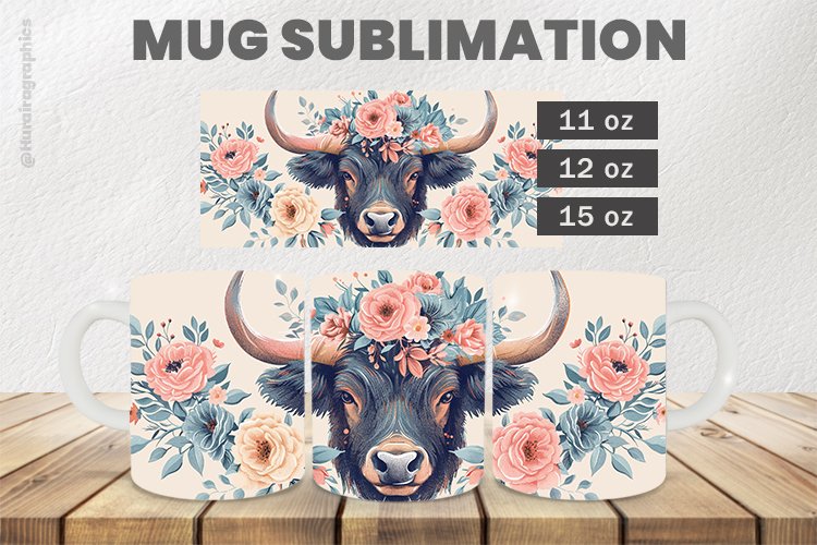 Bull Mug Wrap Sublimation |11oz, 12oz & 15oz (4257751)