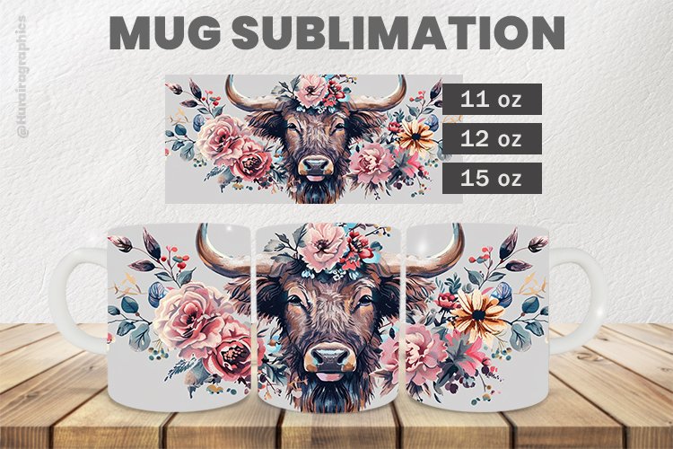 Bull Mug Wrap Sublimation |11oz, 12oz & 15oz (4257761)