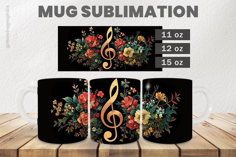 Music Note Mug Wrap Sublimation |11oz, 12oz & 15oz (4264538)