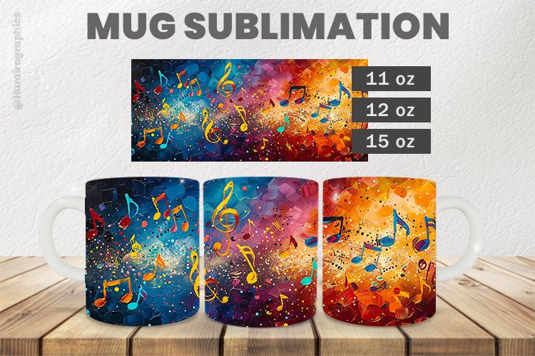 Music Mug Wrap Sublimation |11oz, 12oz & 15oz (4264501)