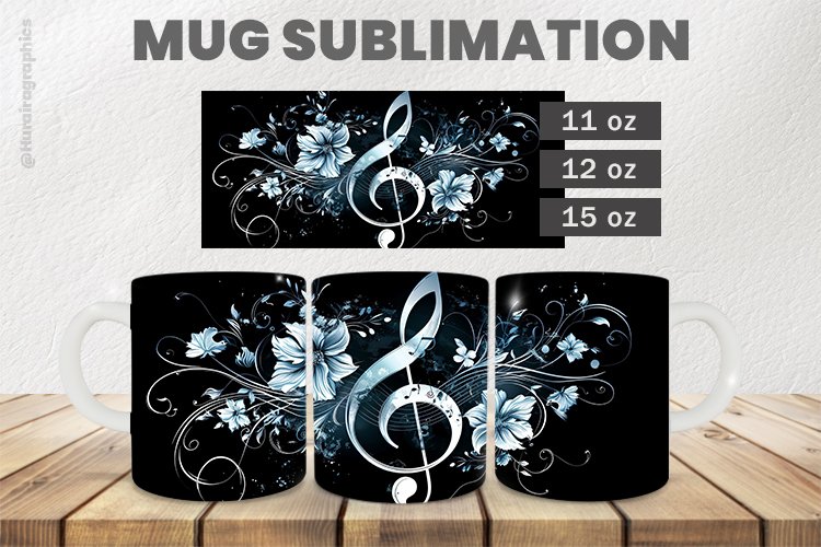 Music Note Mug Wrap Sublimation |11oz, 12oz & 15oz (4264542)