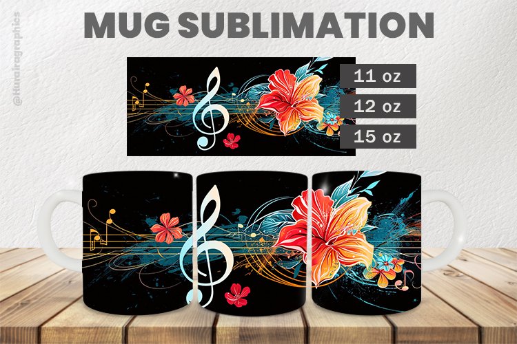 Music Note Mug Wrap Sublimation |11oz, 12oz & 15oz (4264548)
