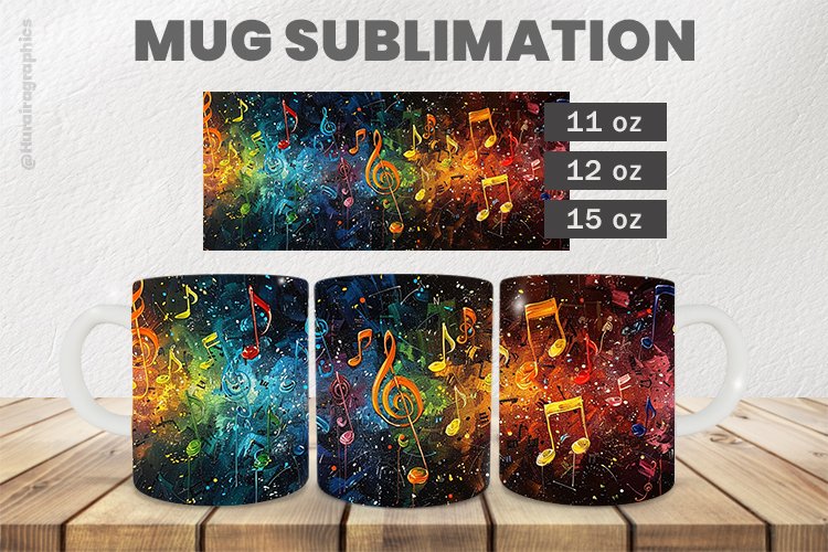 Music Mug Wrap Sublimation |11oz, 12oz & 15oz (4264516)