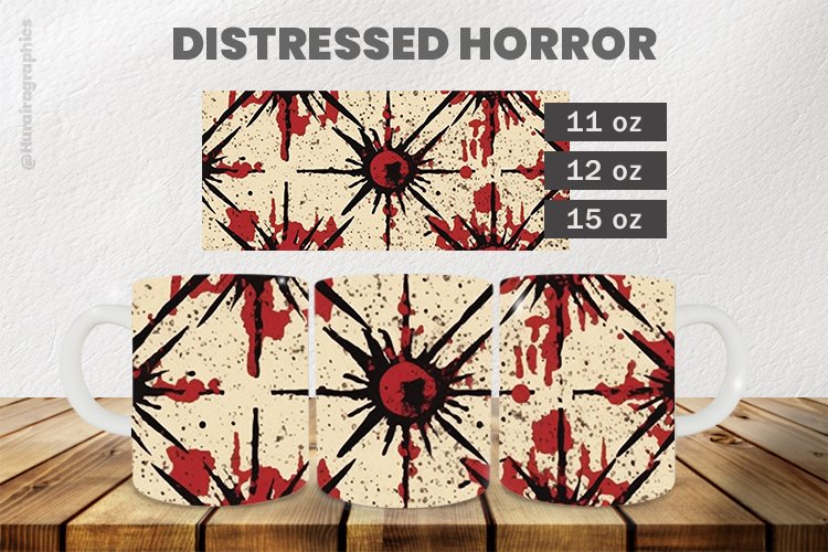 Distressed Horror Mug Wrap Sublimation |11oz, 12oz & 15oz